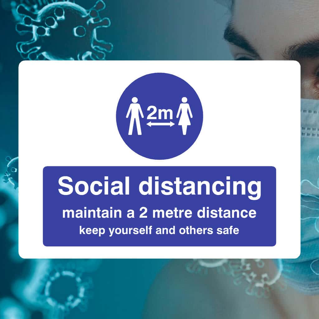Social Distancing Maintain 2 Metre Distance Sign Landscape Version
