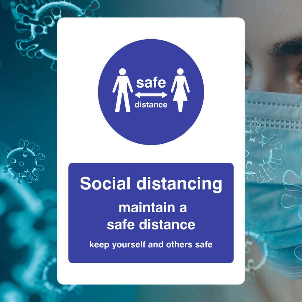 Social Distancing Maintain A Safe Distance Sign Portrait Version