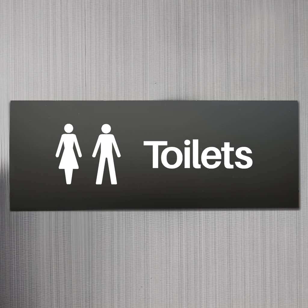 Unisex Toilet Door Sign | Black Landscape