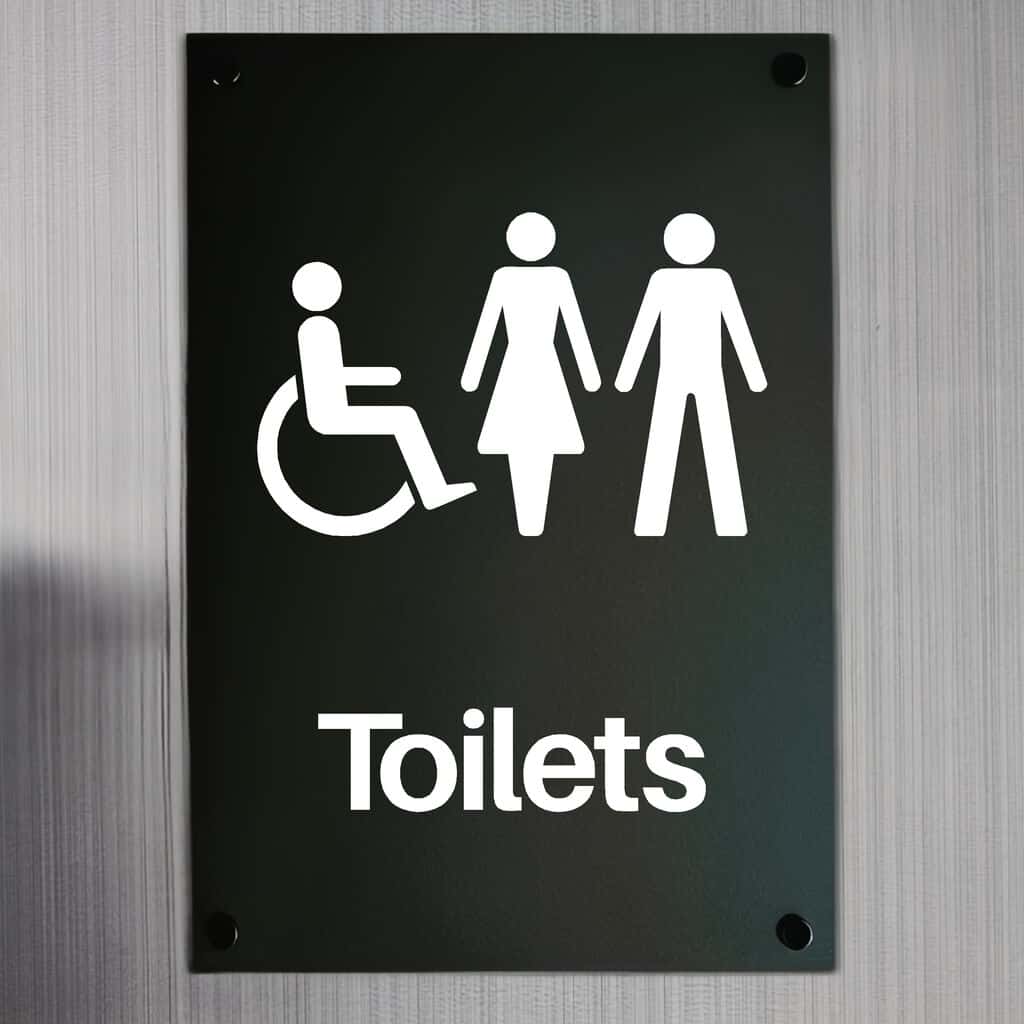Midnight Black Unisex Disabled Toilet Sign