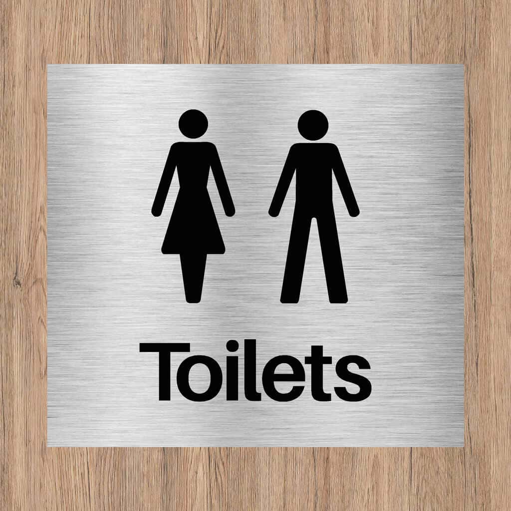 Unisex Toilet Sign Brushed Silver