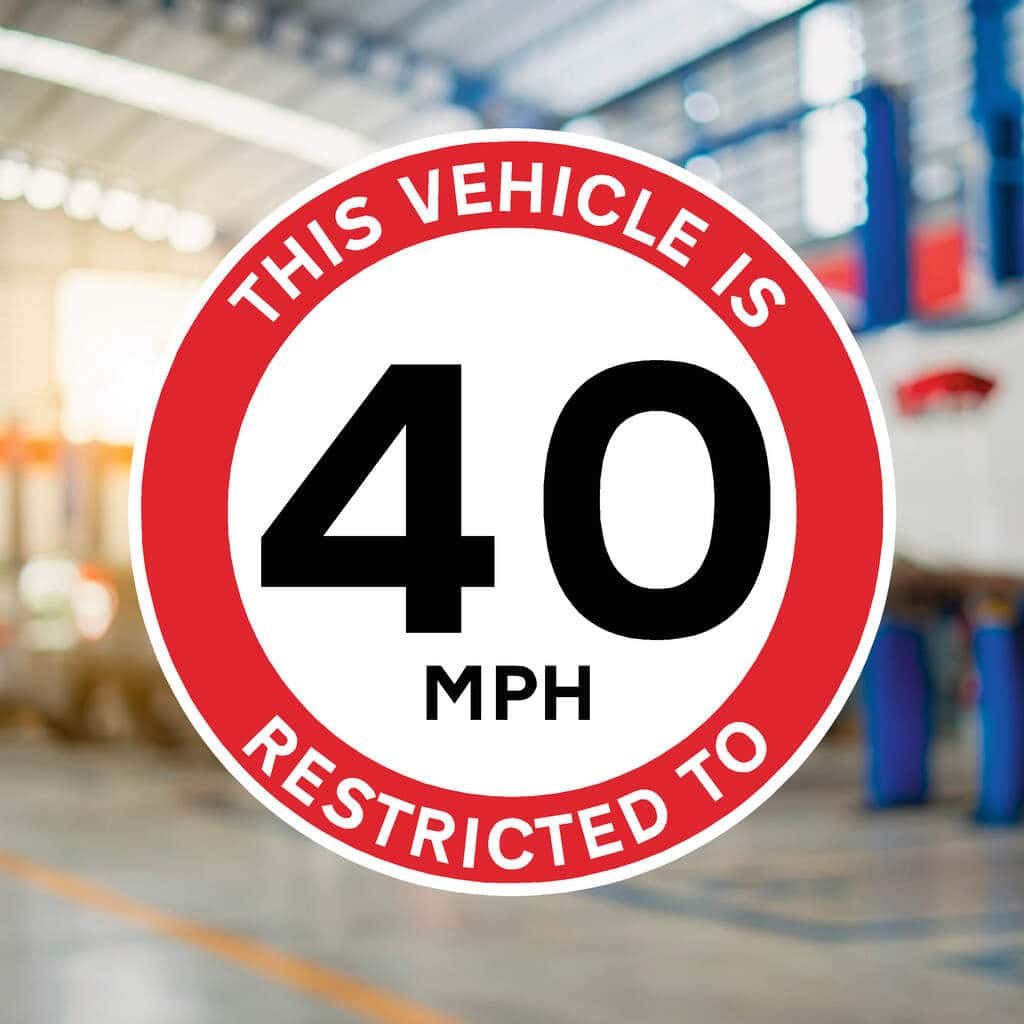 Vehicle Restricted Speed 40 MPH Sign
