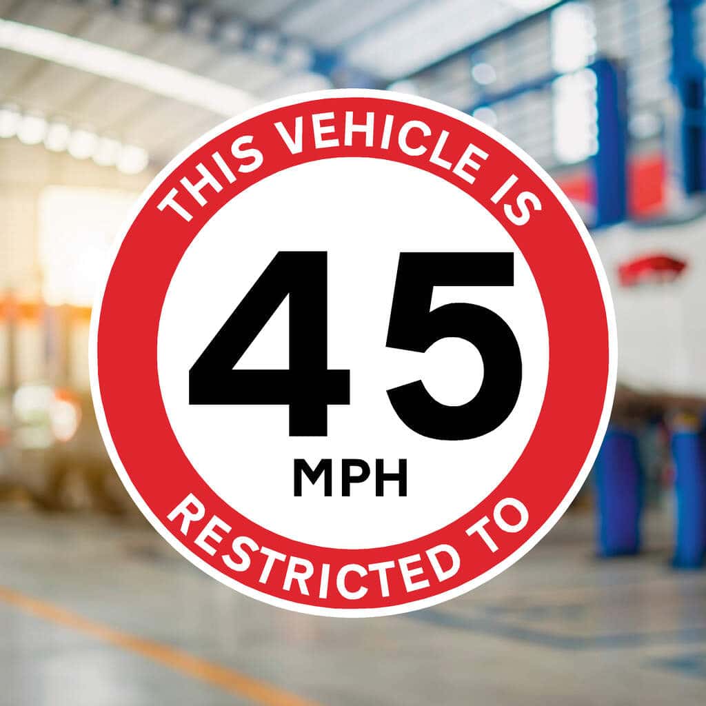 Vehicle Restricted Speed 45 MPH Sign