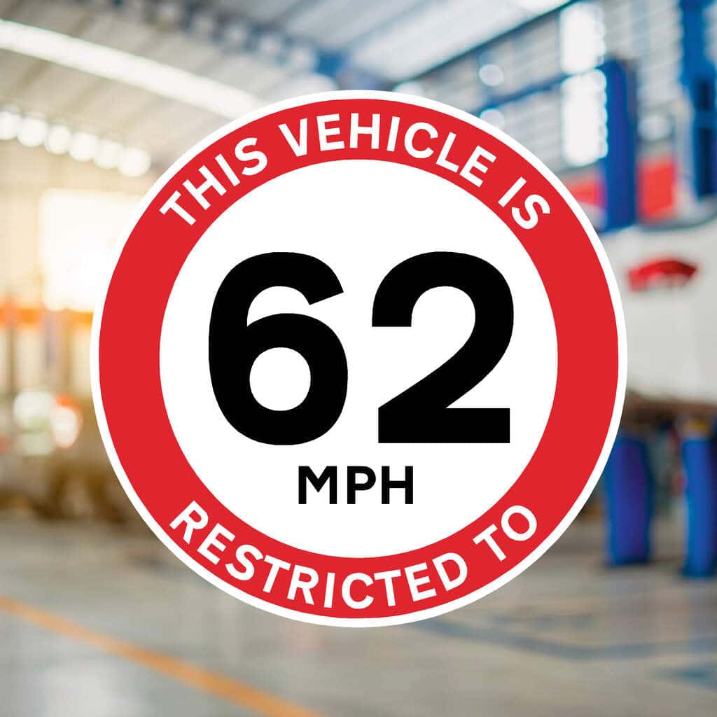 Vehicle Restricted Speed 62 MPH Sign