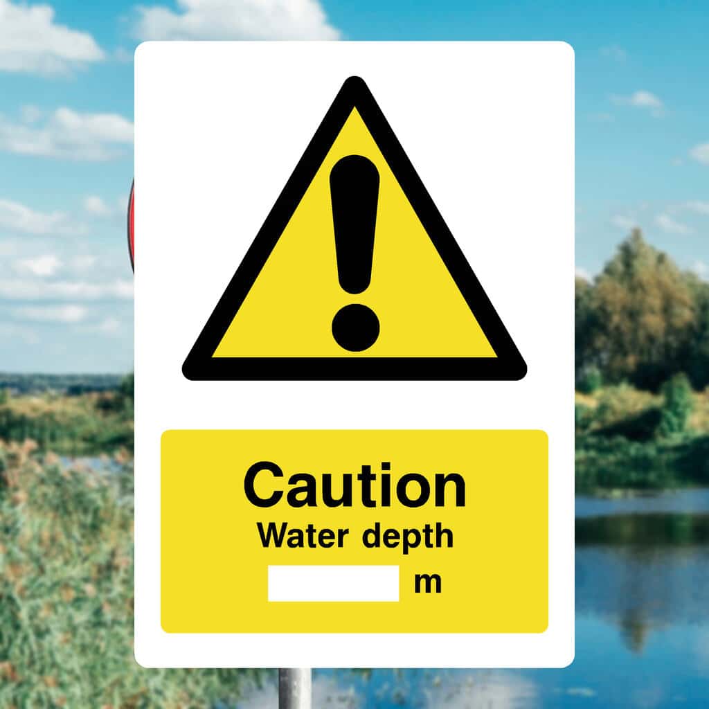 Water Depth Caution Sign – UK-Made Safety Sign