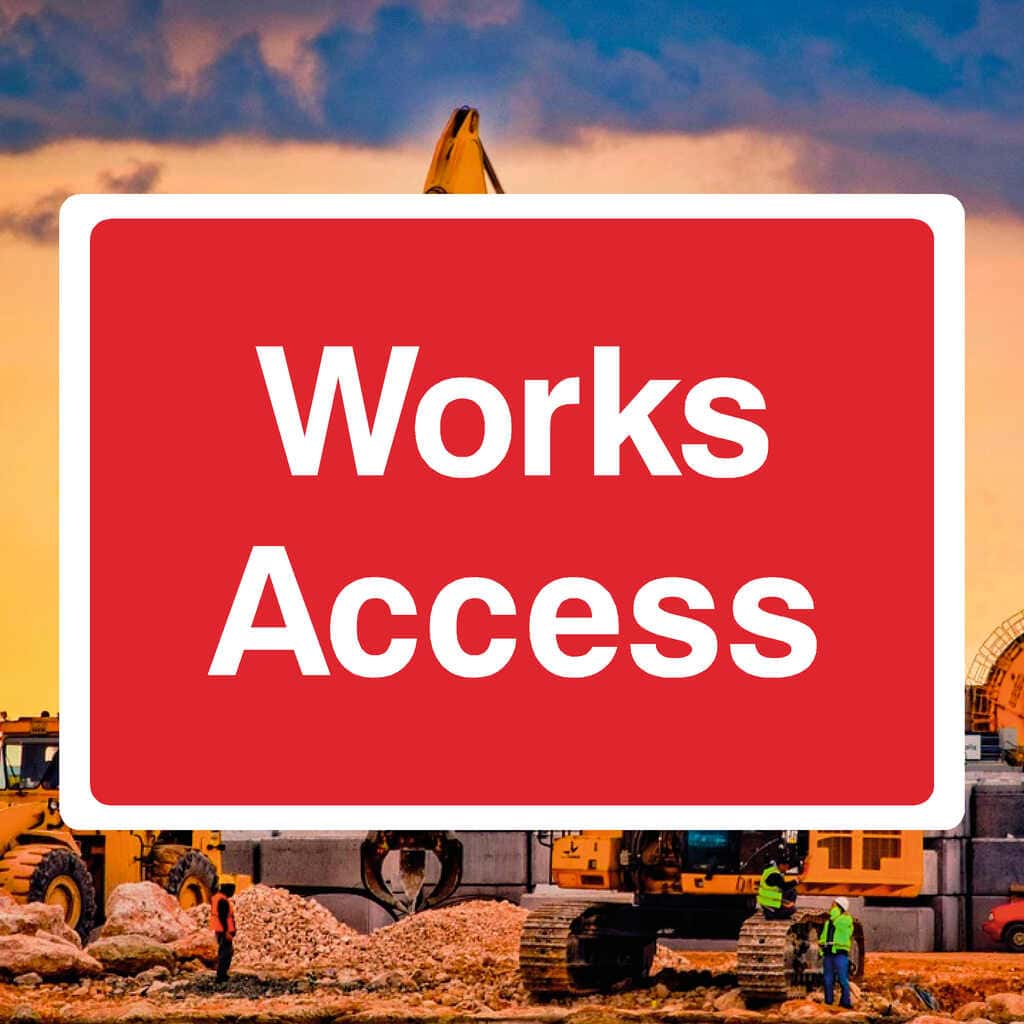 Works Access Sign Red – ISO 7010 Compliant Safety Sign