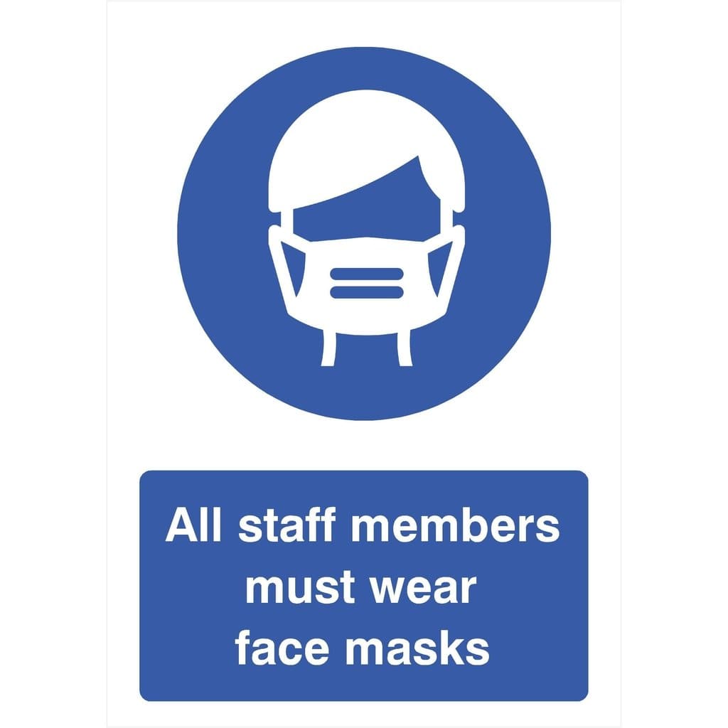 All Staff Members Must Wear Face Masks Sign | PPE Signs