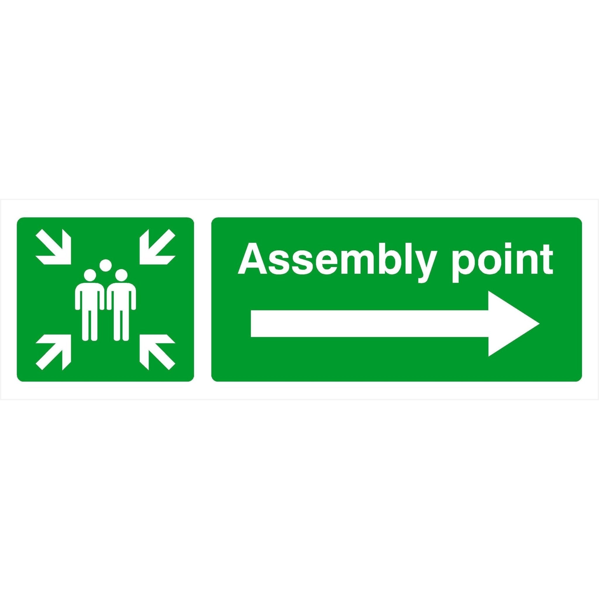 Assembly Point Sign With Right Arrow | Site Safety Signs
