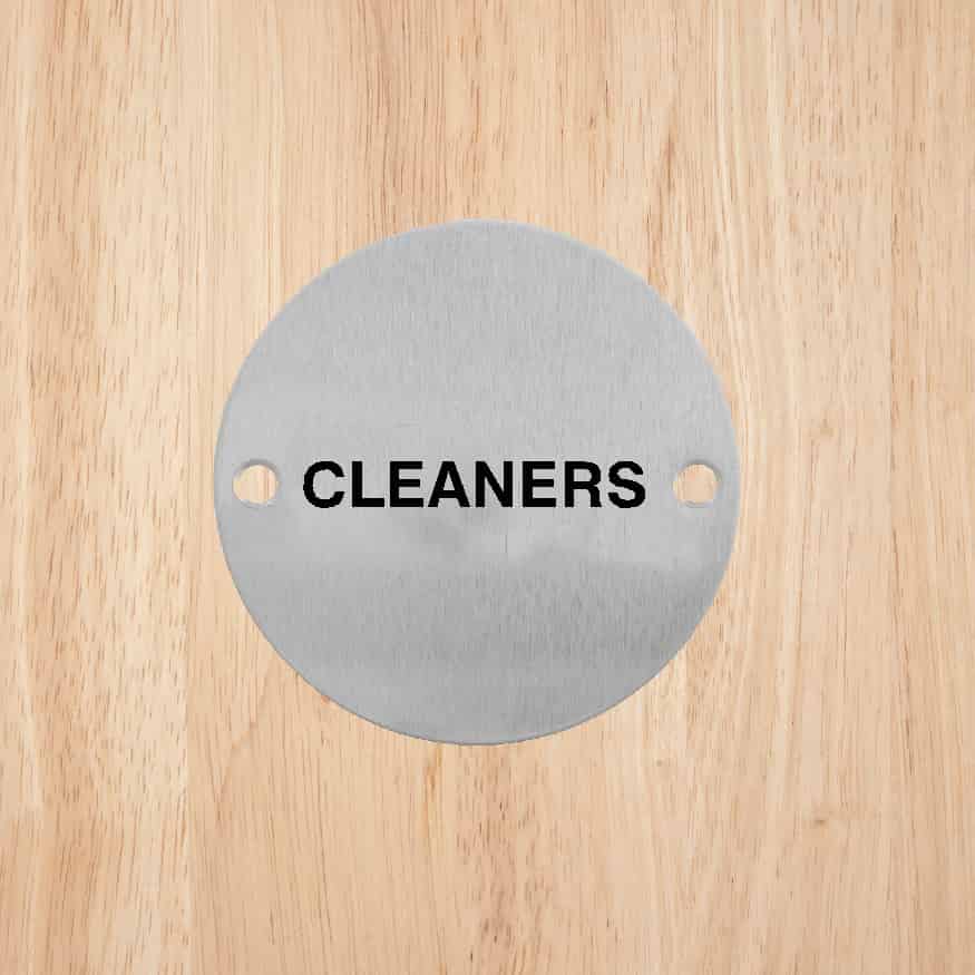 Cleaners Door Sign – Satin Stainless UK