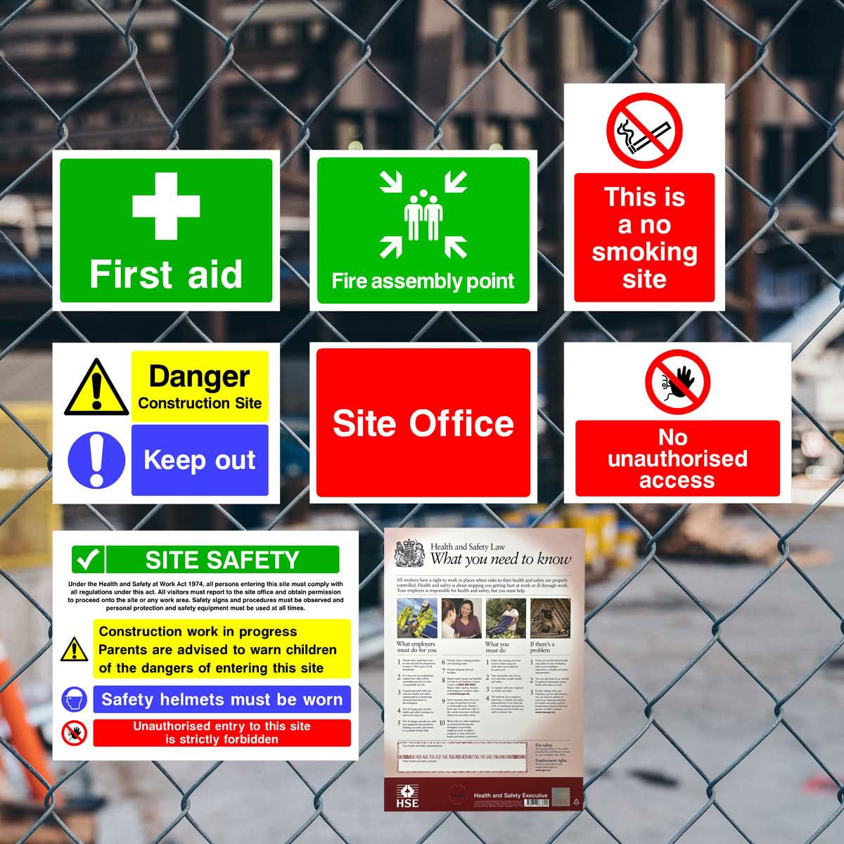 Starter Site Safety Sign Pack D – 7 Signs + Poster