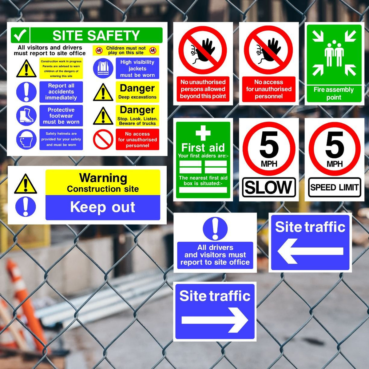 Construction Site Safety Sign Pack J – 11‑Sign UK