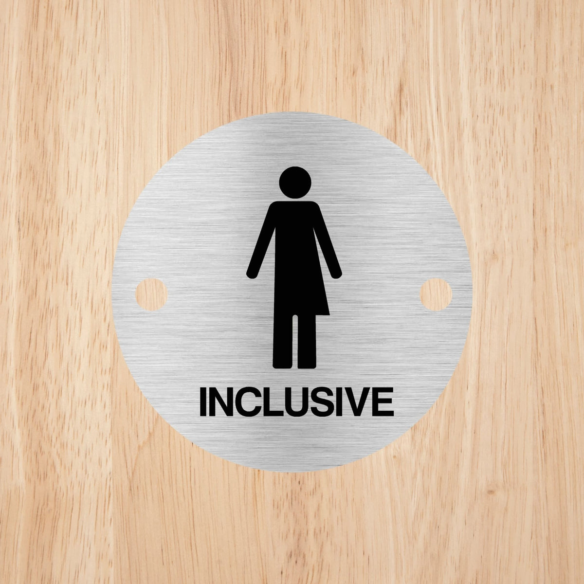 Unisex Toilet Door Sign | Brushed Silver Washroom Sign