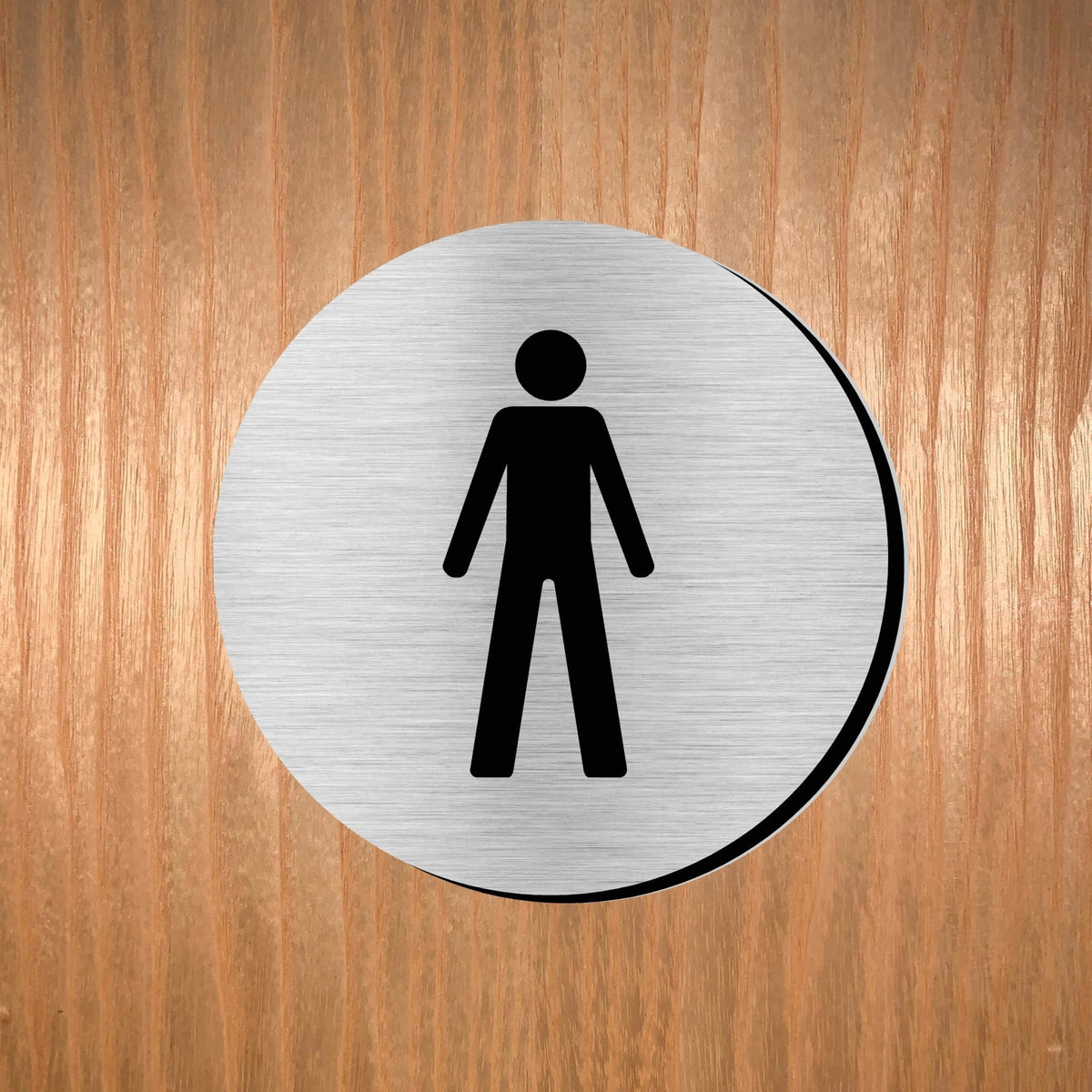 Male Toilet Door Sign | Brushed Silver Washroom Sign