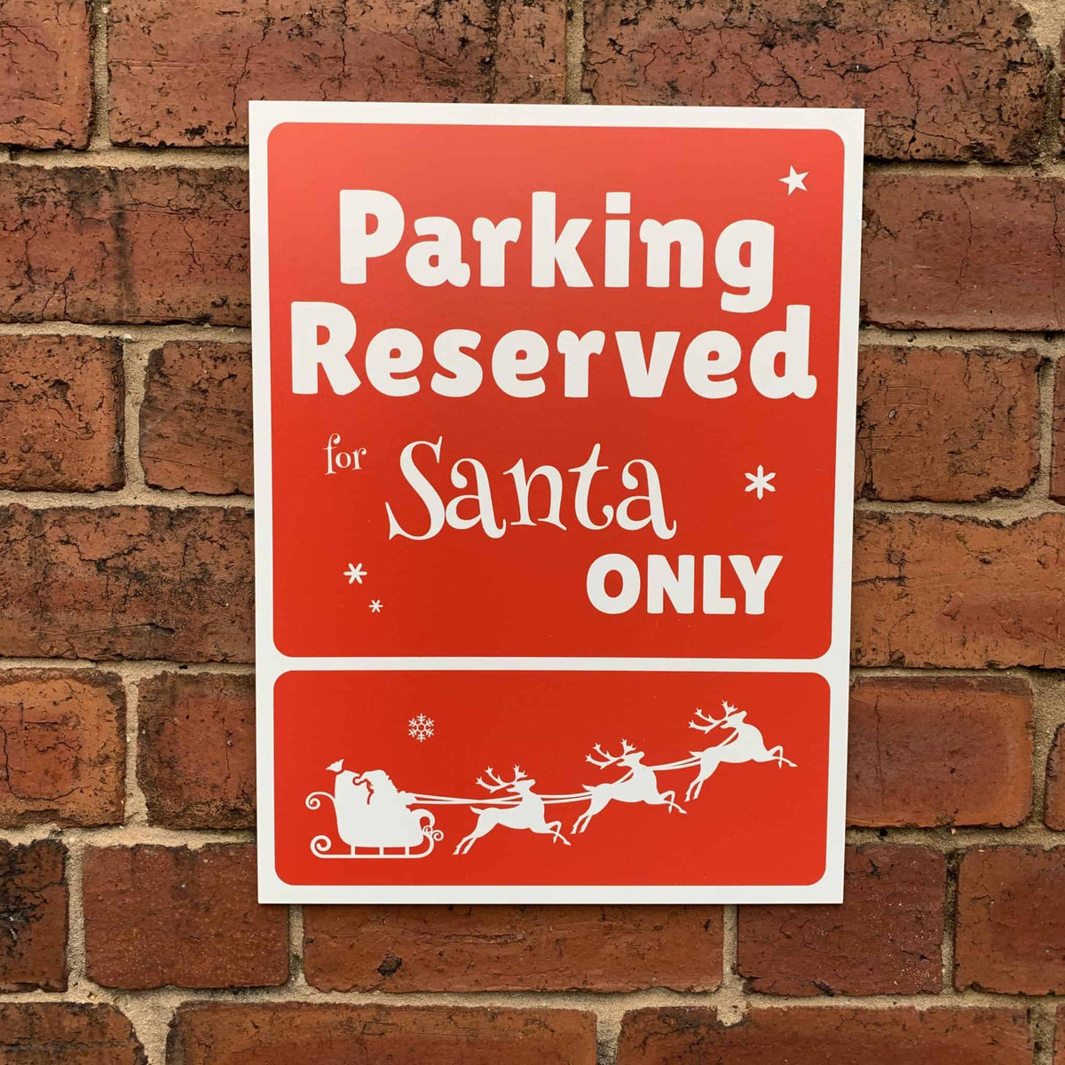Santa Reserved Parking Sign – Festive Red Safety Sign