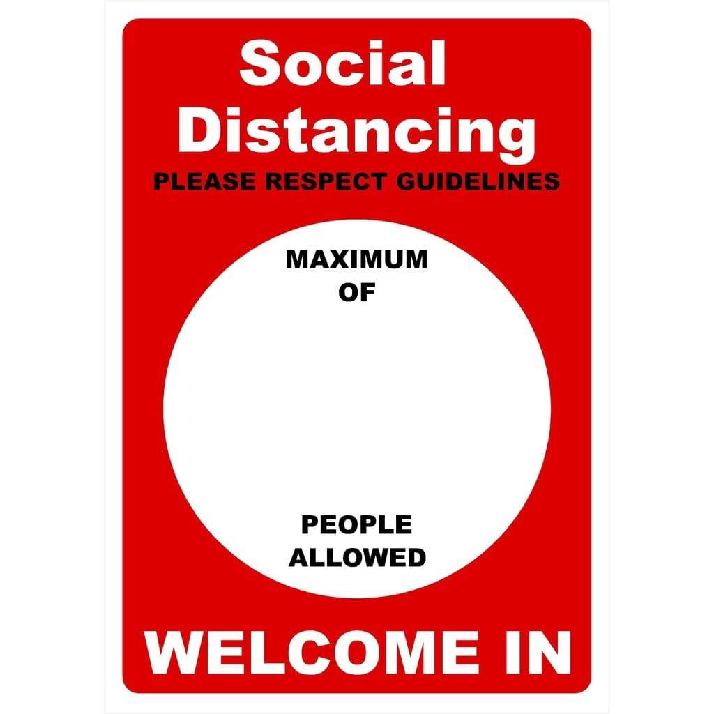 Social Distancing Maximum People Allowed Sign