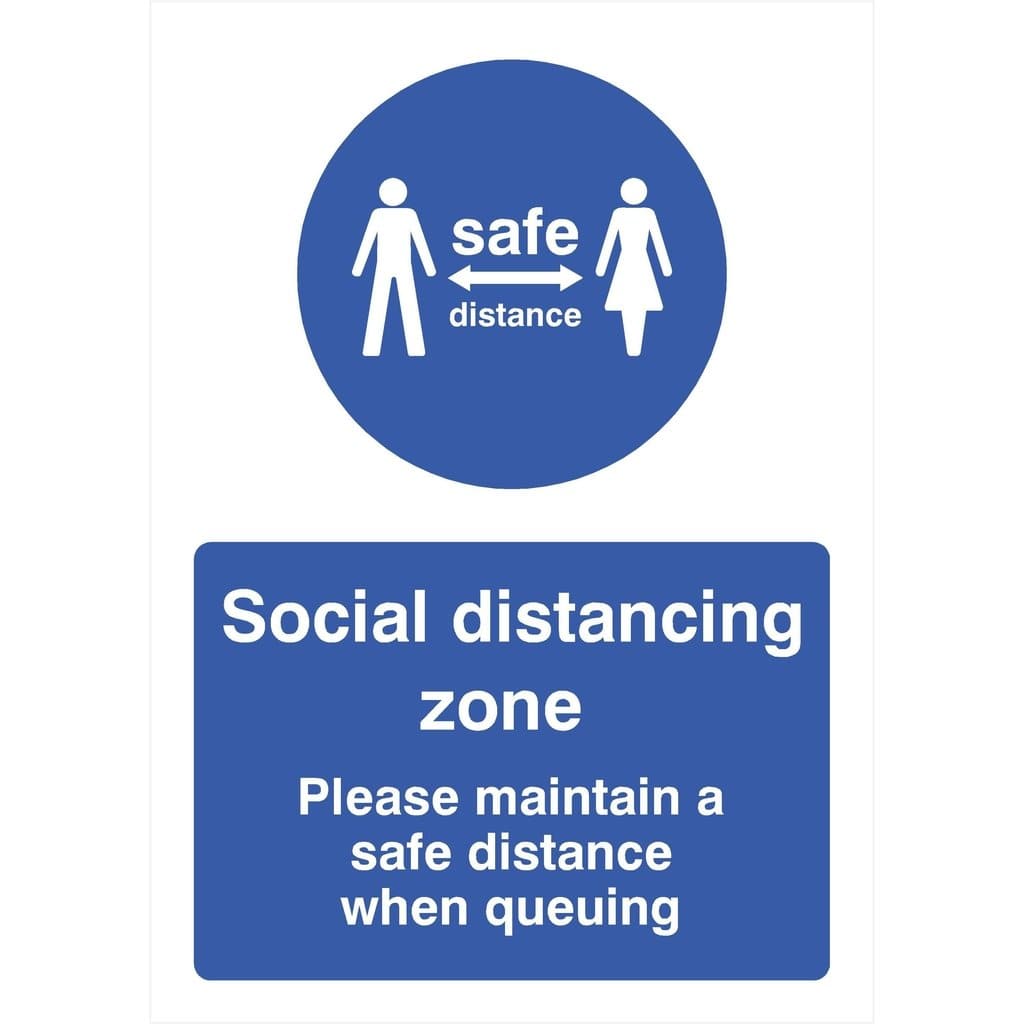 Social Distancing Zone Maintain Safe Distance Queuing 2 Metre Sign