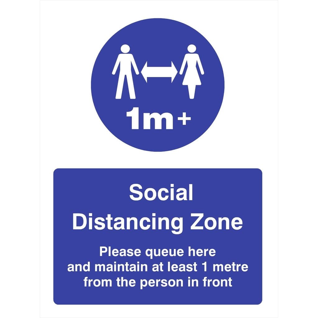 Social Distancing Zone Please Queue Here 1 Metre Sign