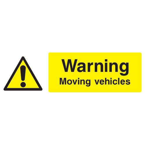 Warning - Moving Vehicles Safety Sign